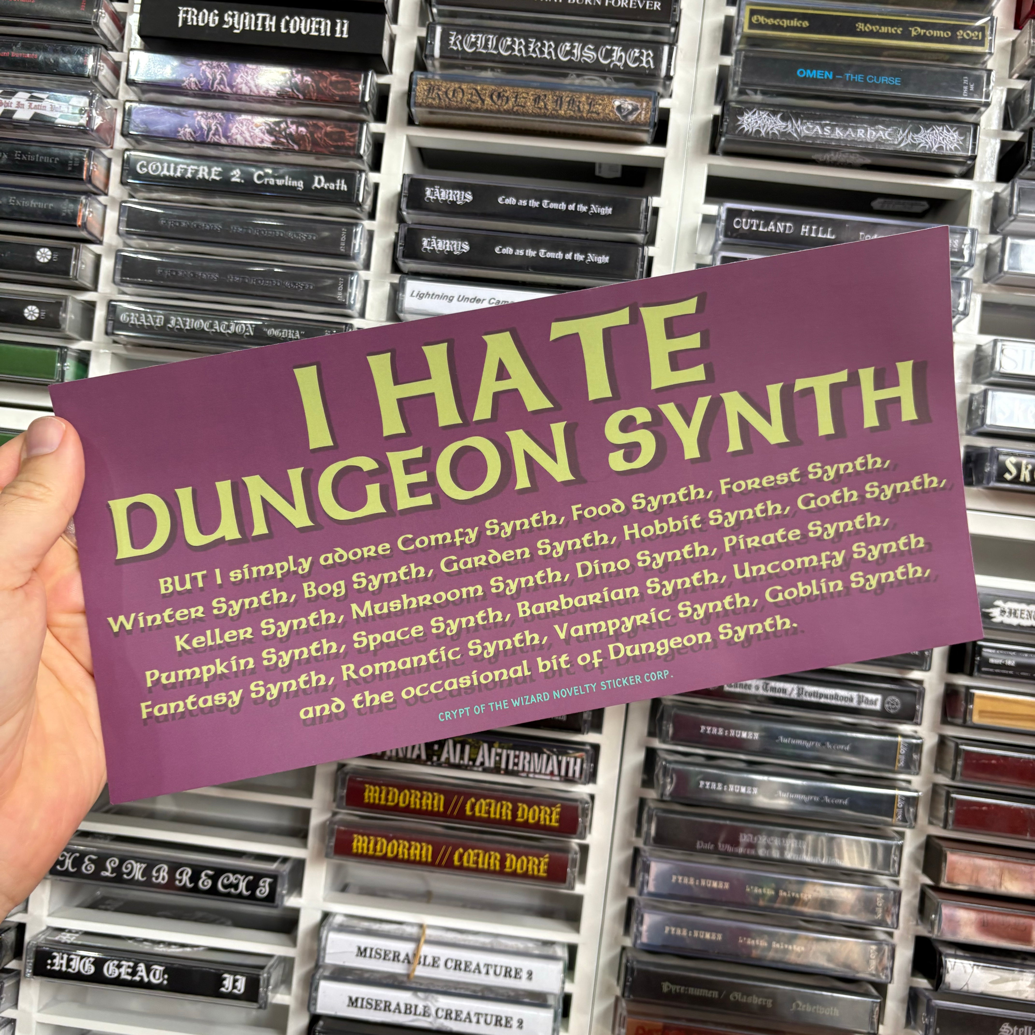 I HATE Dungeon Synth - HUGE Bumper Sticker – Crypt of the Wizard
